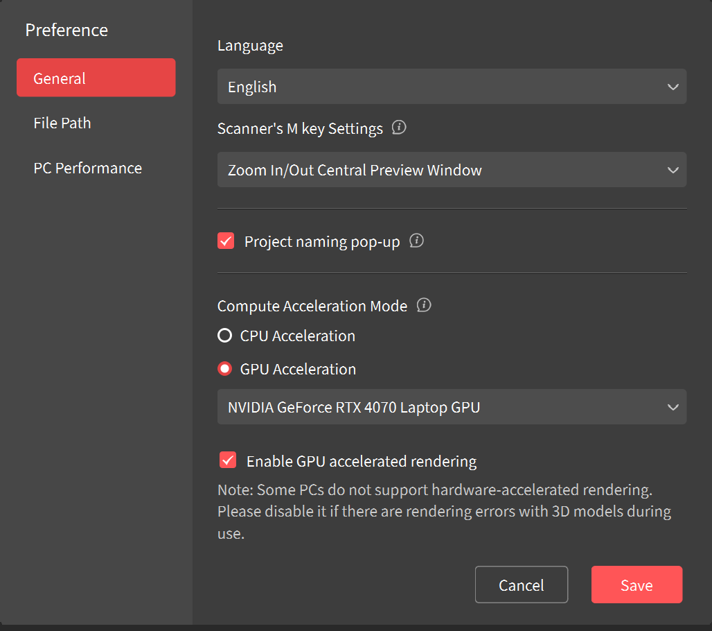 Software Settings | Revopoint 3D
