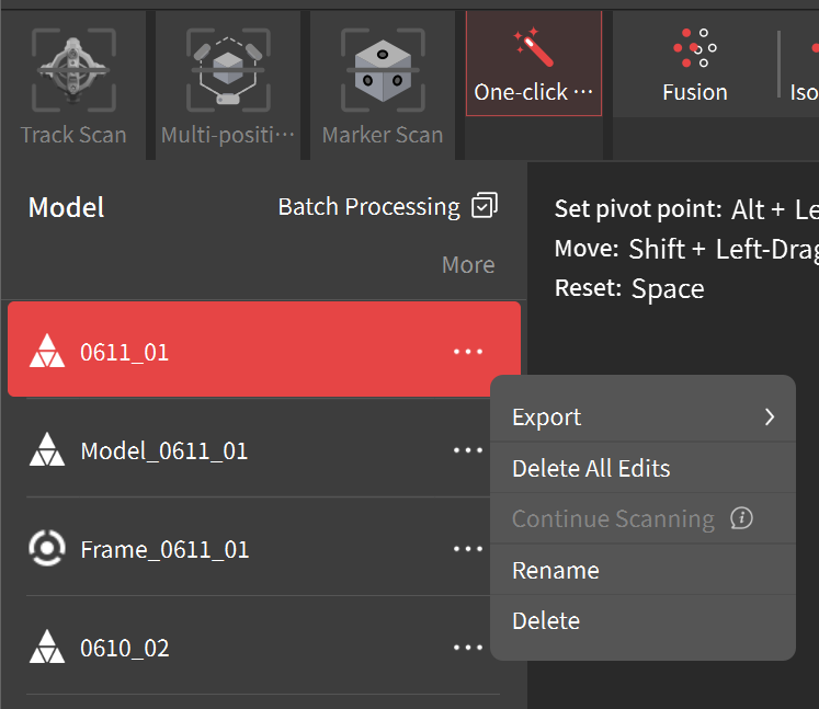 Model & Project Management | Revopint 3D